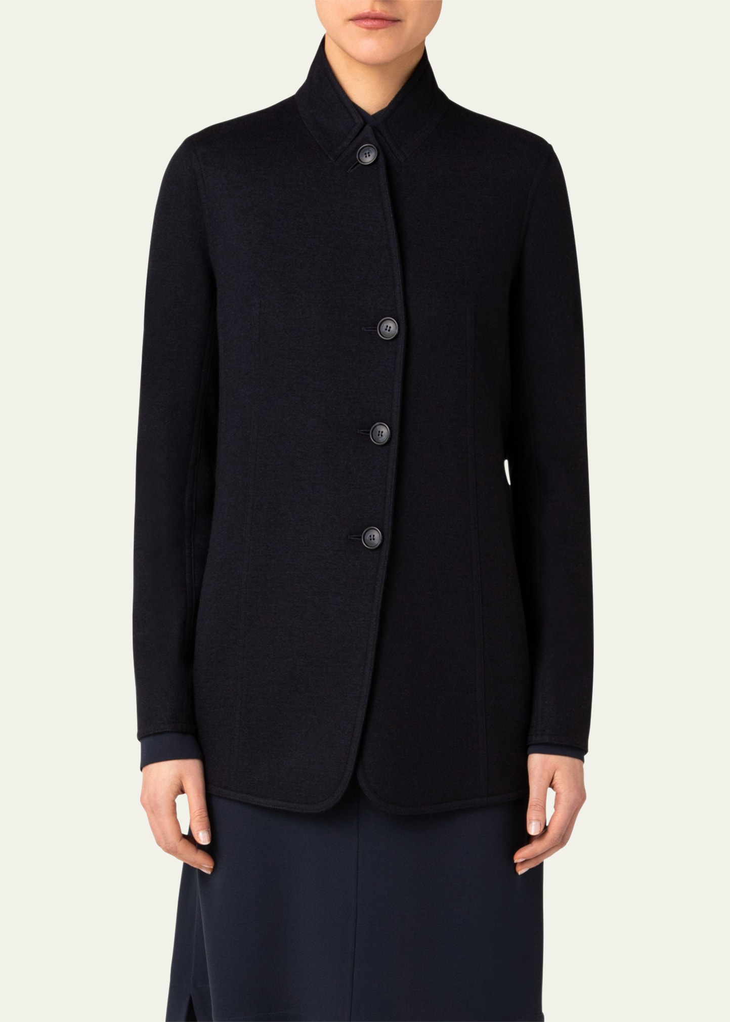 Akris Cropped Leather Zip-Front Jacket - Bergdorf Goodman