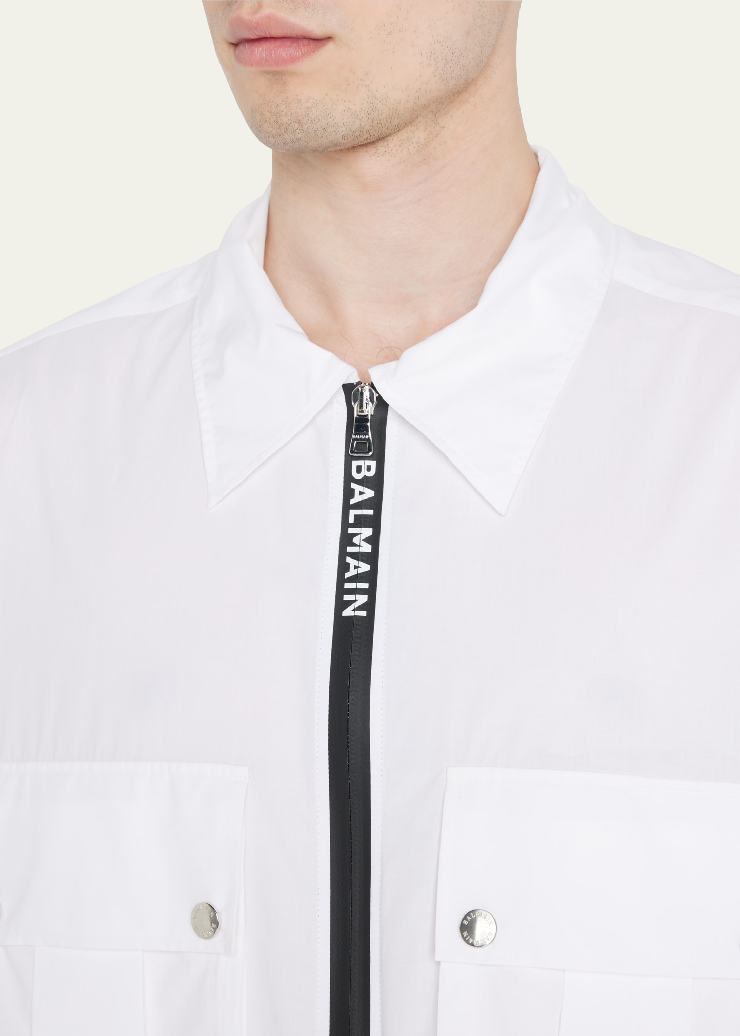 Balmain Men's 2-Pocket Zip Sport Shirt