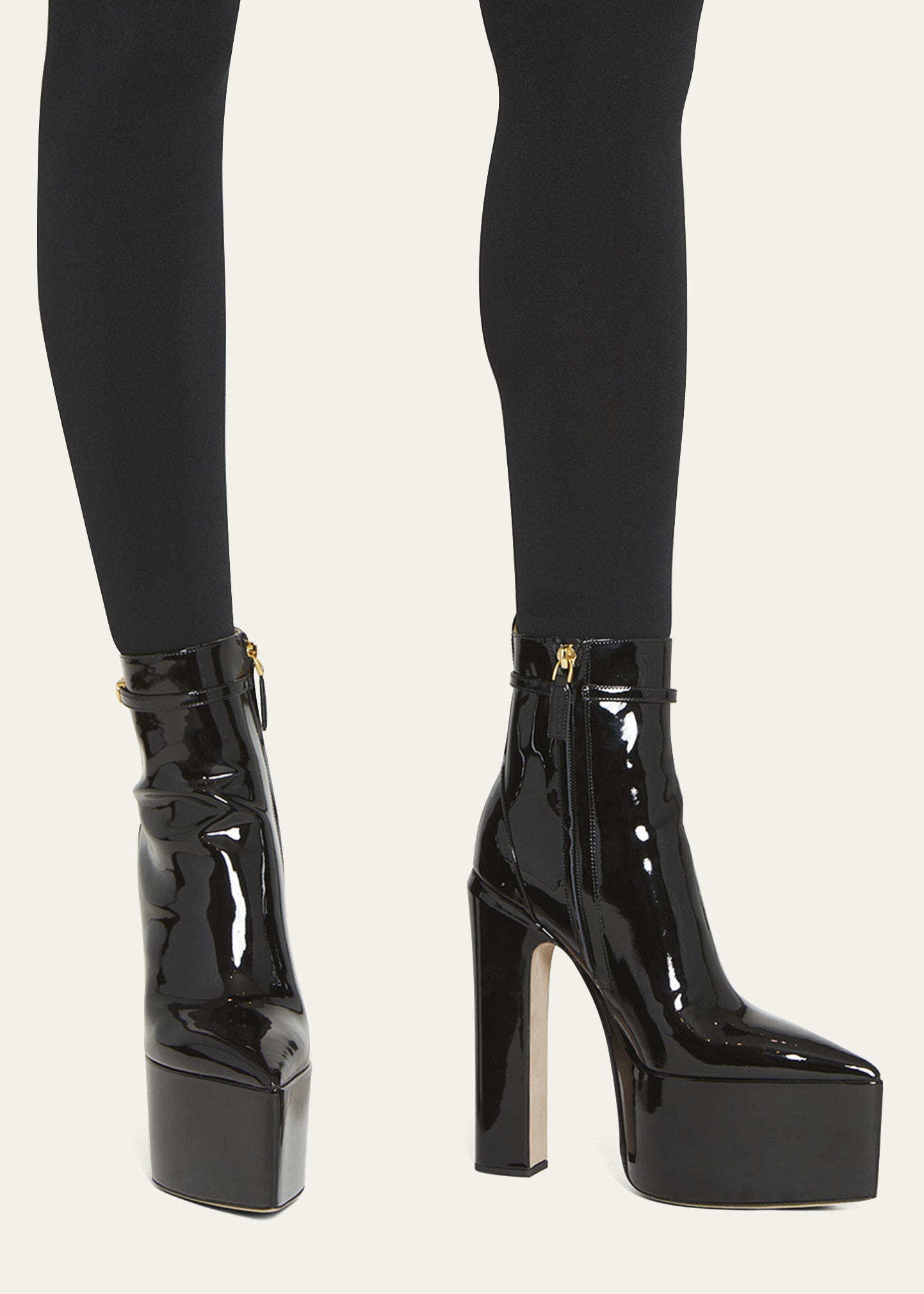 Valentino Garavani Tan-go Patent Platform Booties