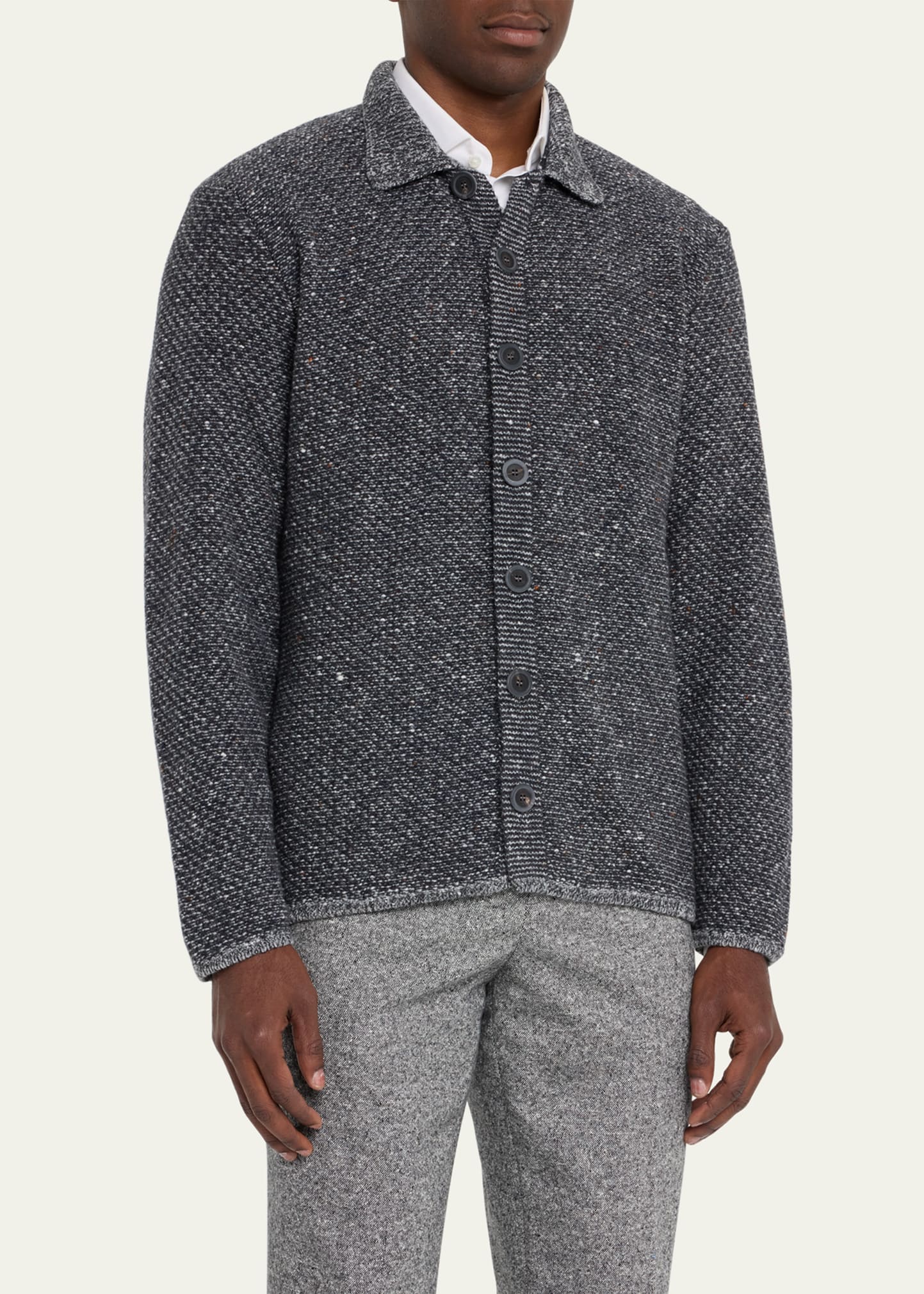 Inis Meain Men's Brieidin Wool-Knit Overshirt