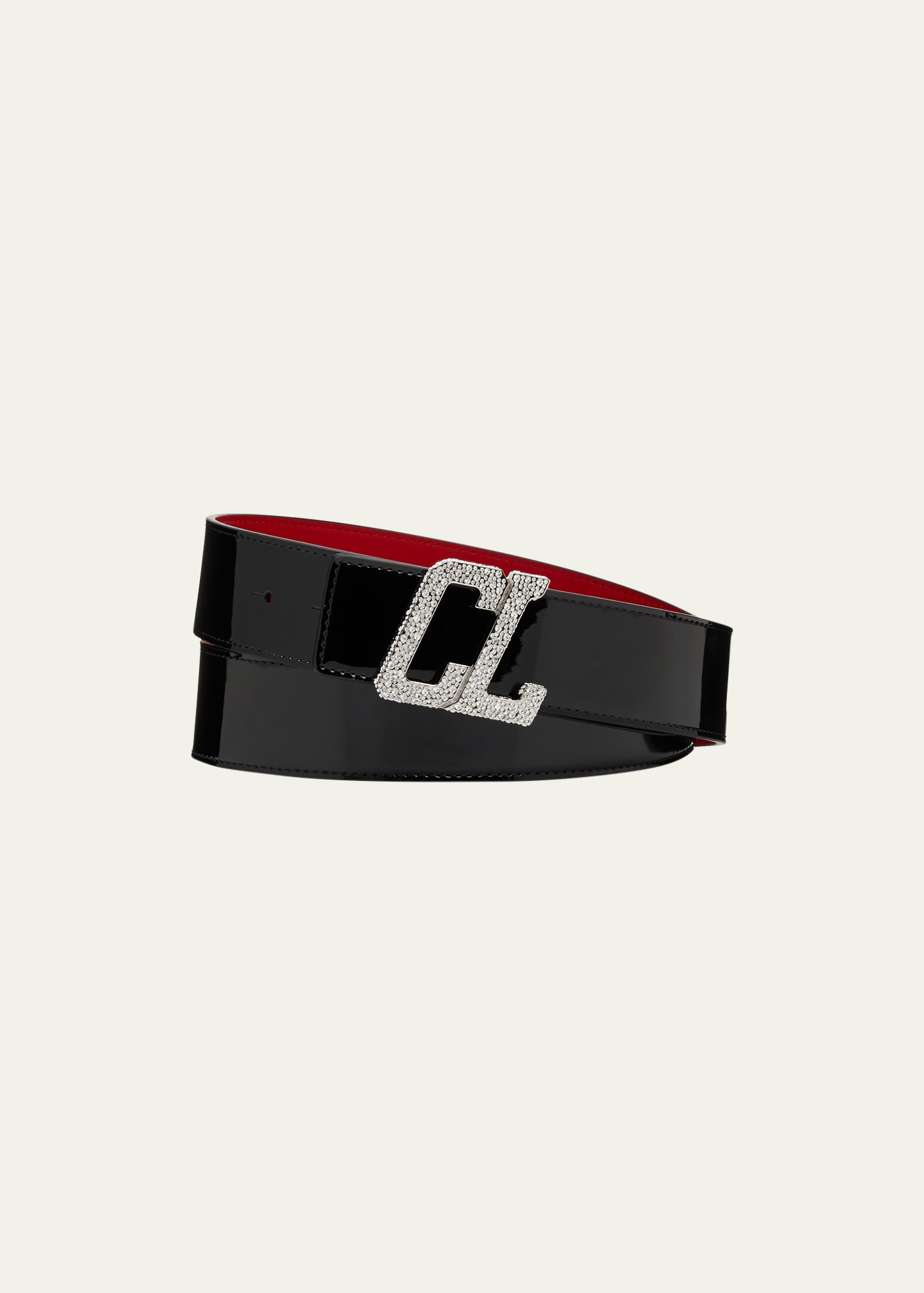 Christian Louboutin Men's Happy Rui Crystal CL-Logo Belt Christian Louboutin Men's Happy Rui Crystal CL-Logo Belt