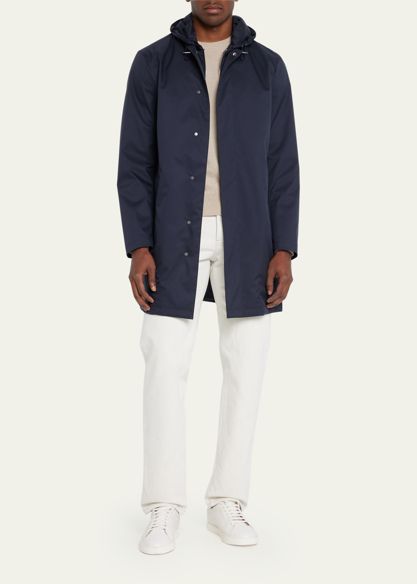 Kiton Men's 4-Layer Raincoat with Removable Hood