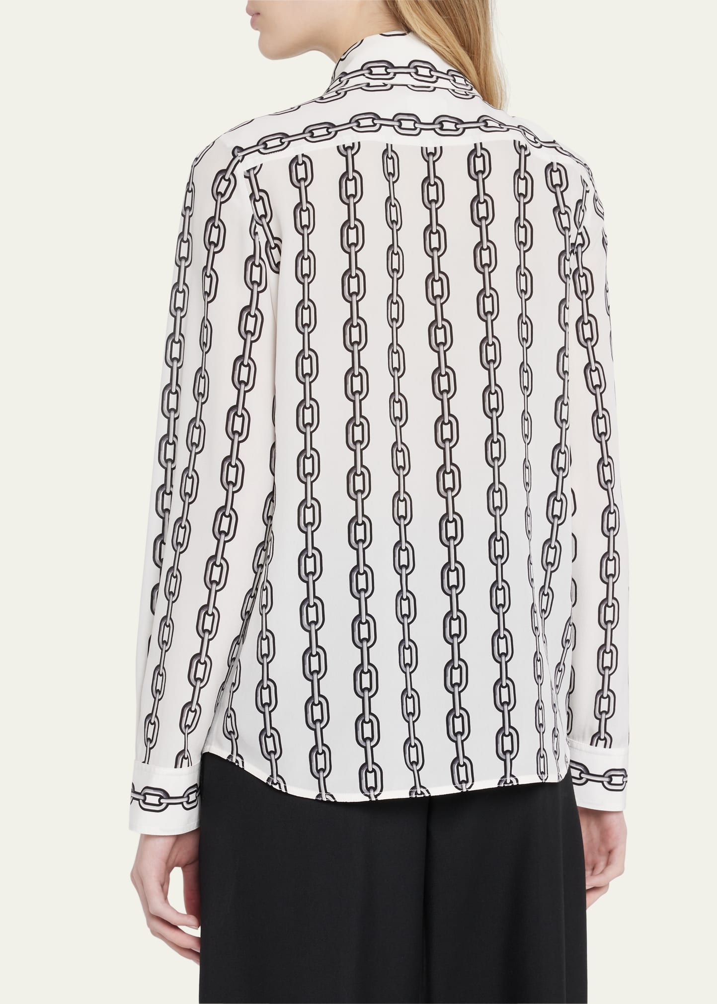 Burberry Tammy Chain-Print Scarf-Neck Silk Blouse