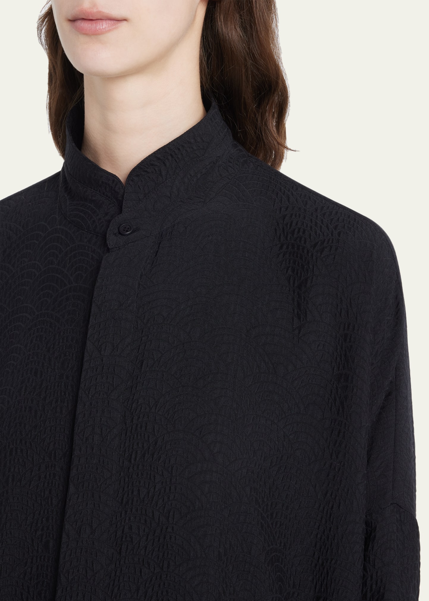 Eskandar Wide Button-Sewn Shirt with Long Back