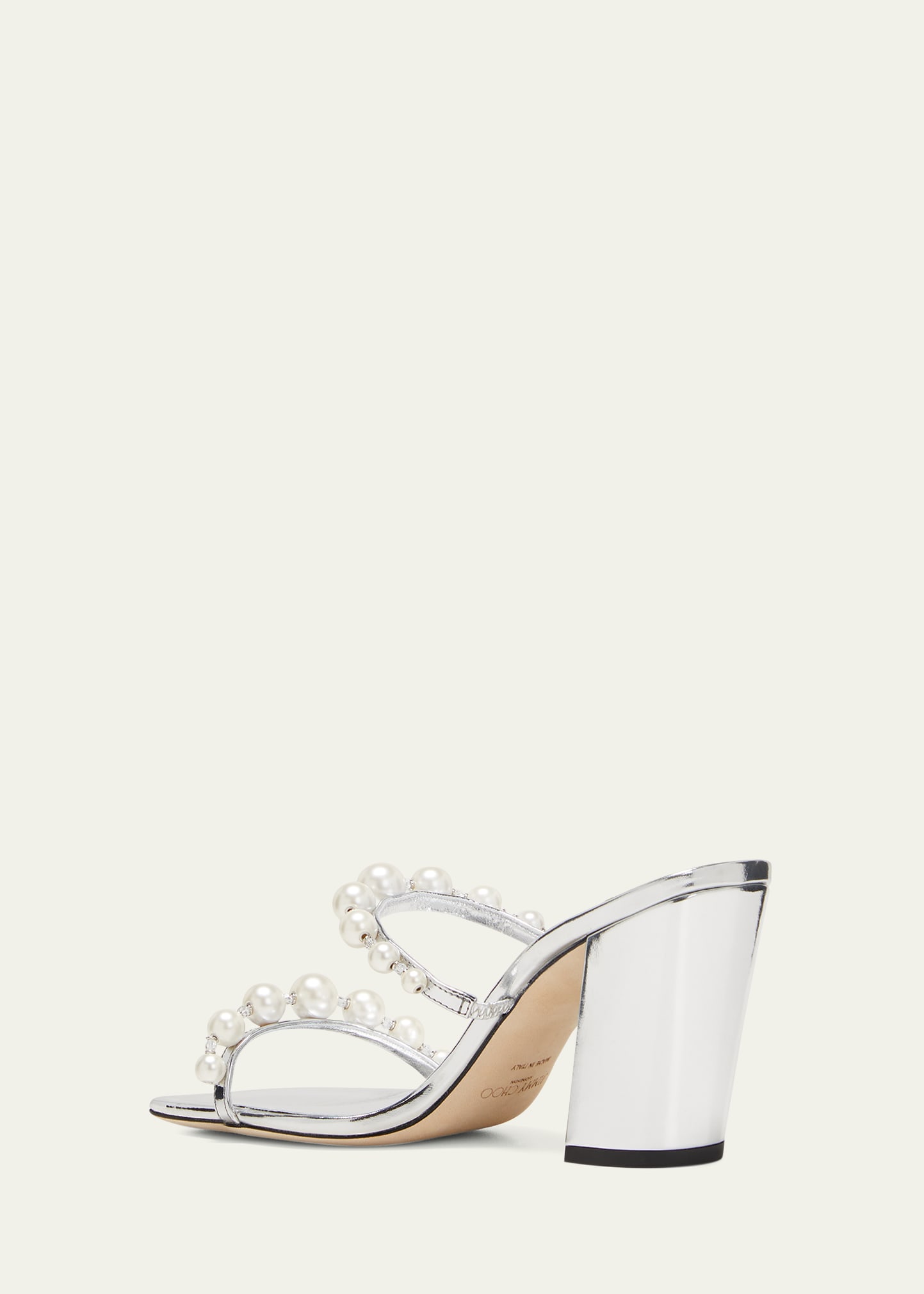 Jimmy Choo Amara Pearly Metallic Slide Sandals