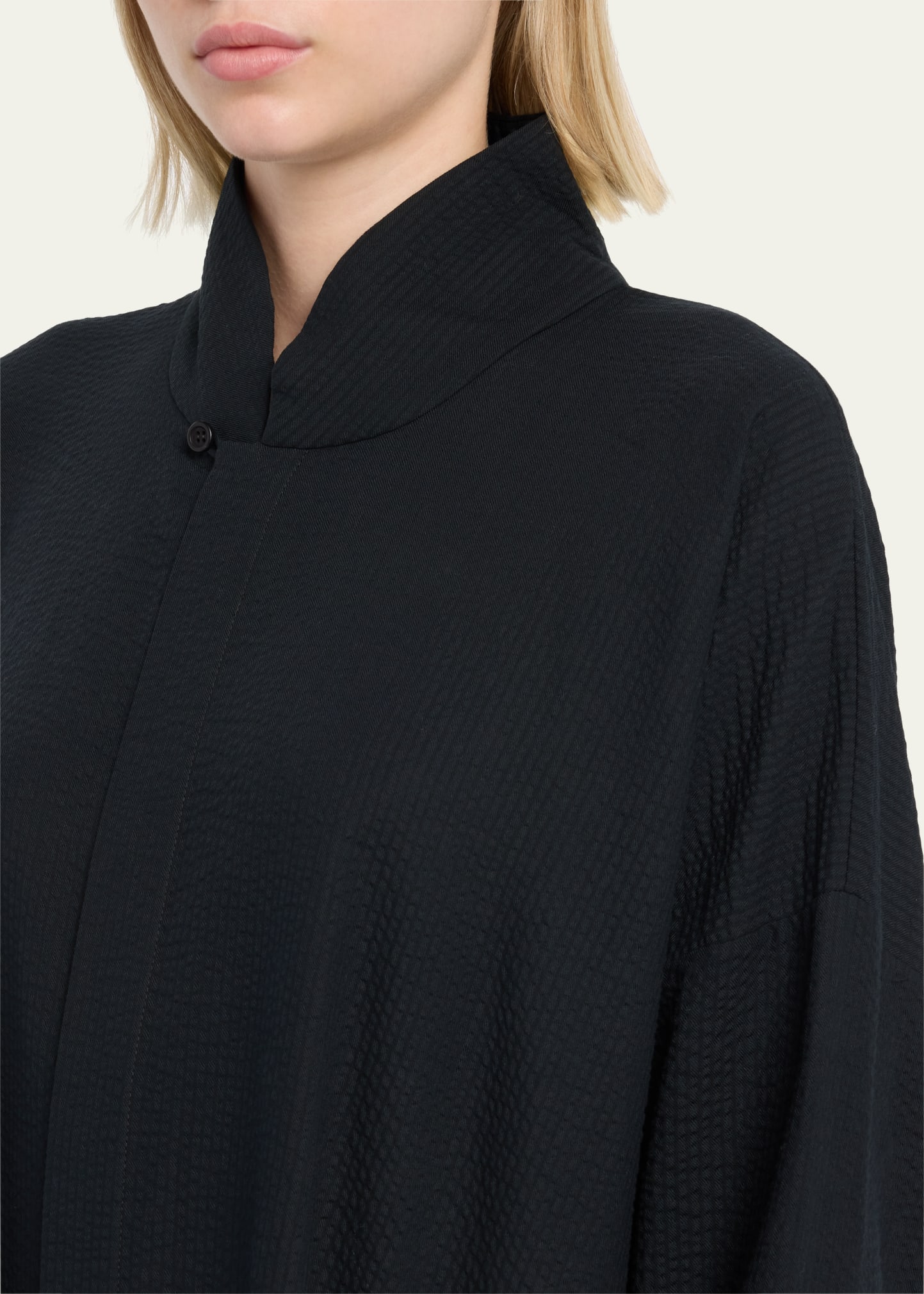 Eskandar Wide Aline Shirt Dress with Chinese Collar