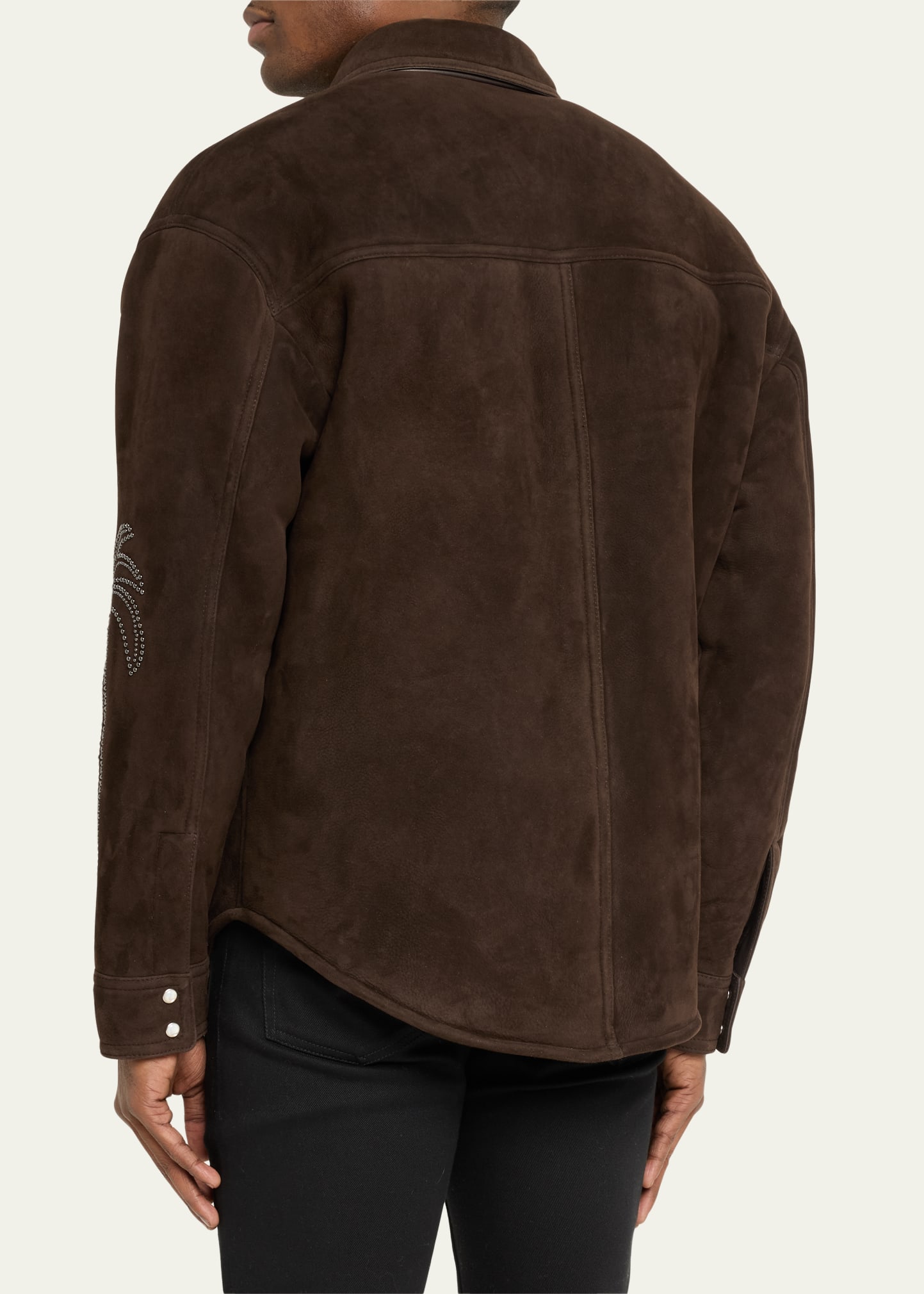 Palm Angels Men's Suede Palm Stud Outline Overshirt