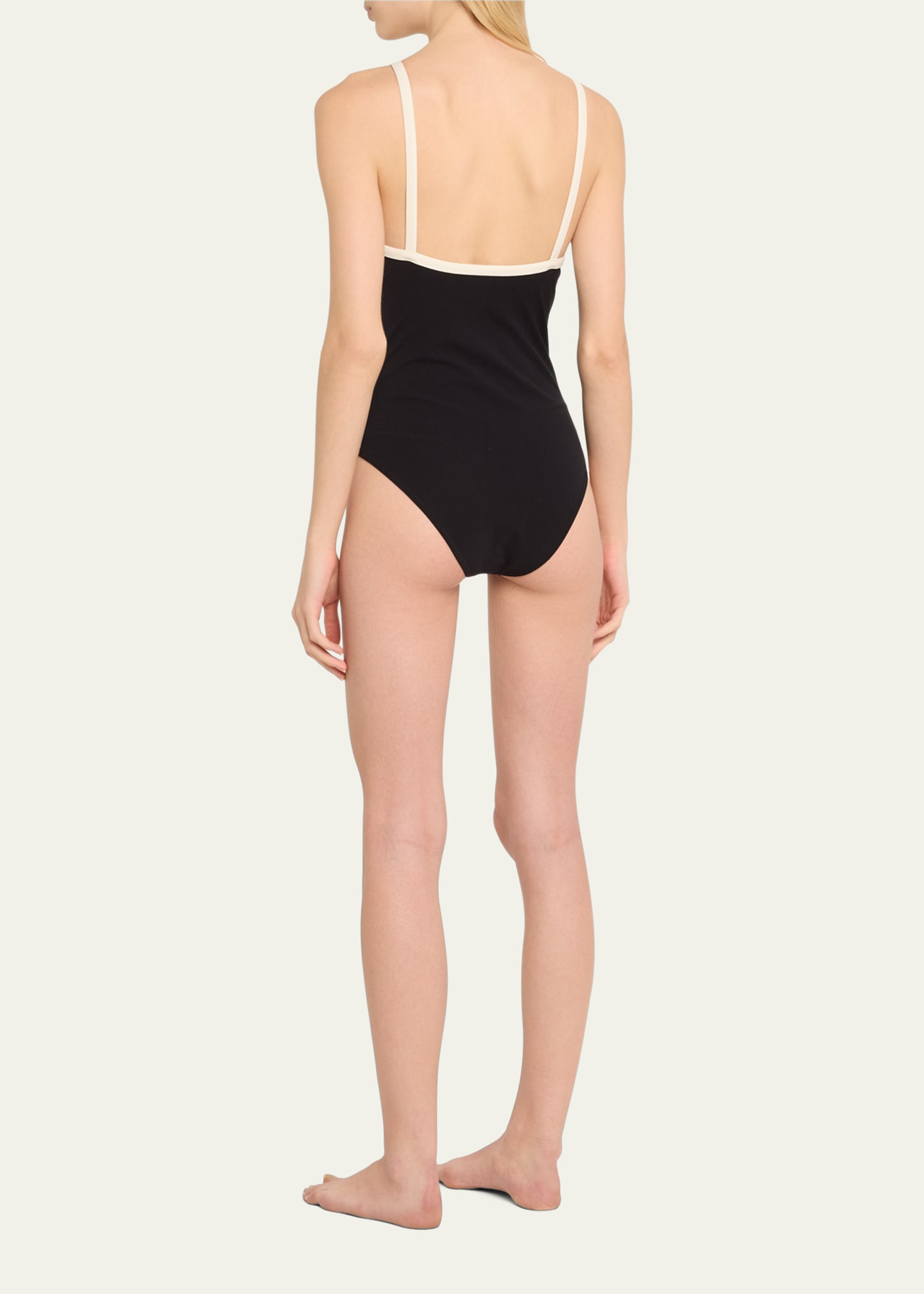 Lisa Marie Fernandez Crepe One Piece Swimsuit With Contrast Piping