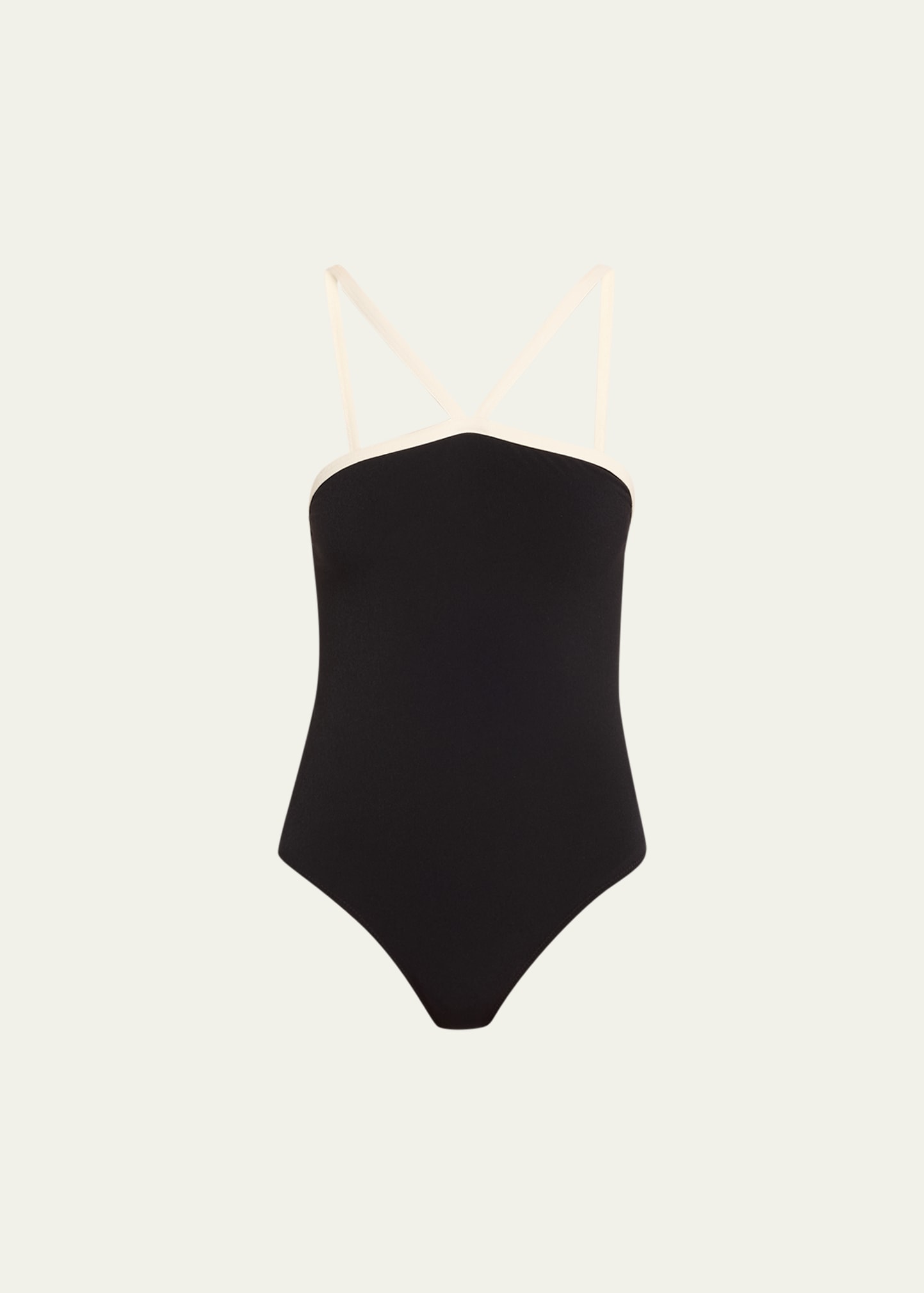 Lisa Marie Fernandez Crepe One Piece Swimsuit With Contrast Piping