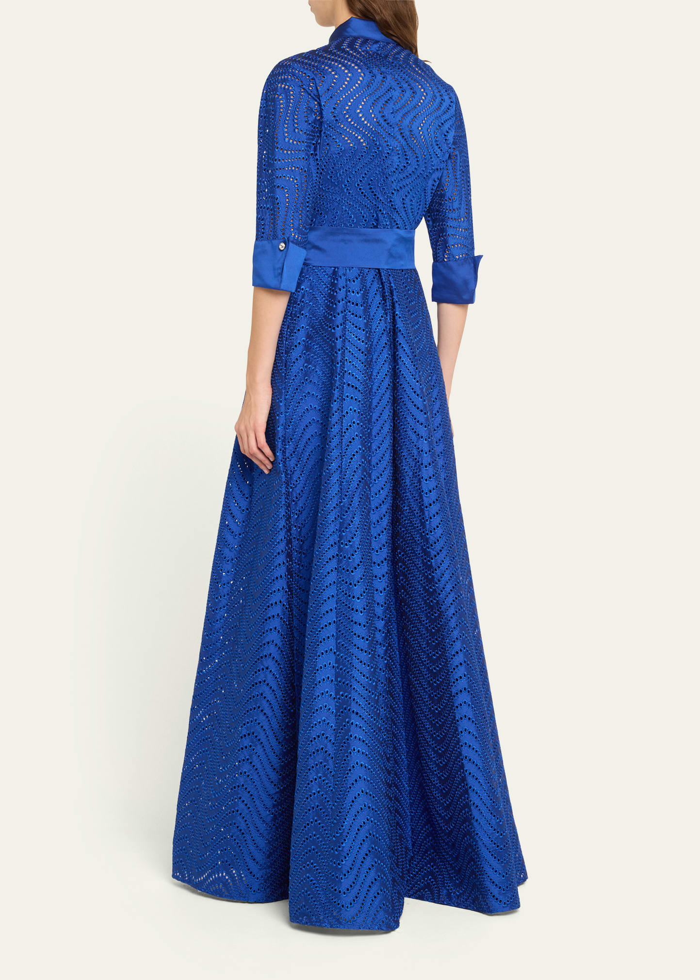 Rickie Freeman for Teri Jon Zig-Zag Eyelet Shirtdress