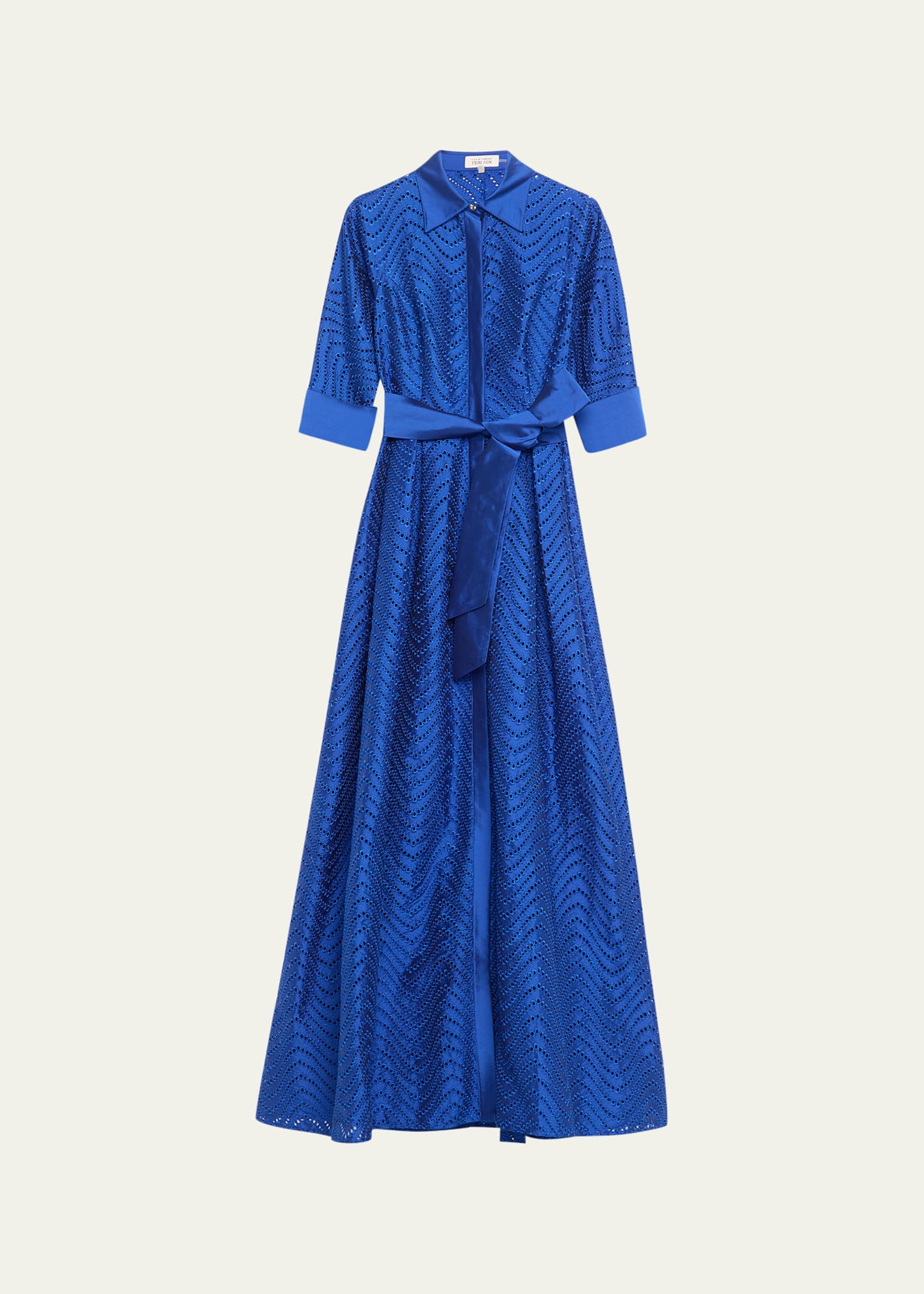 Rickie Freeman for Teri Jon Zig-Zag Eyelet Shirtdress