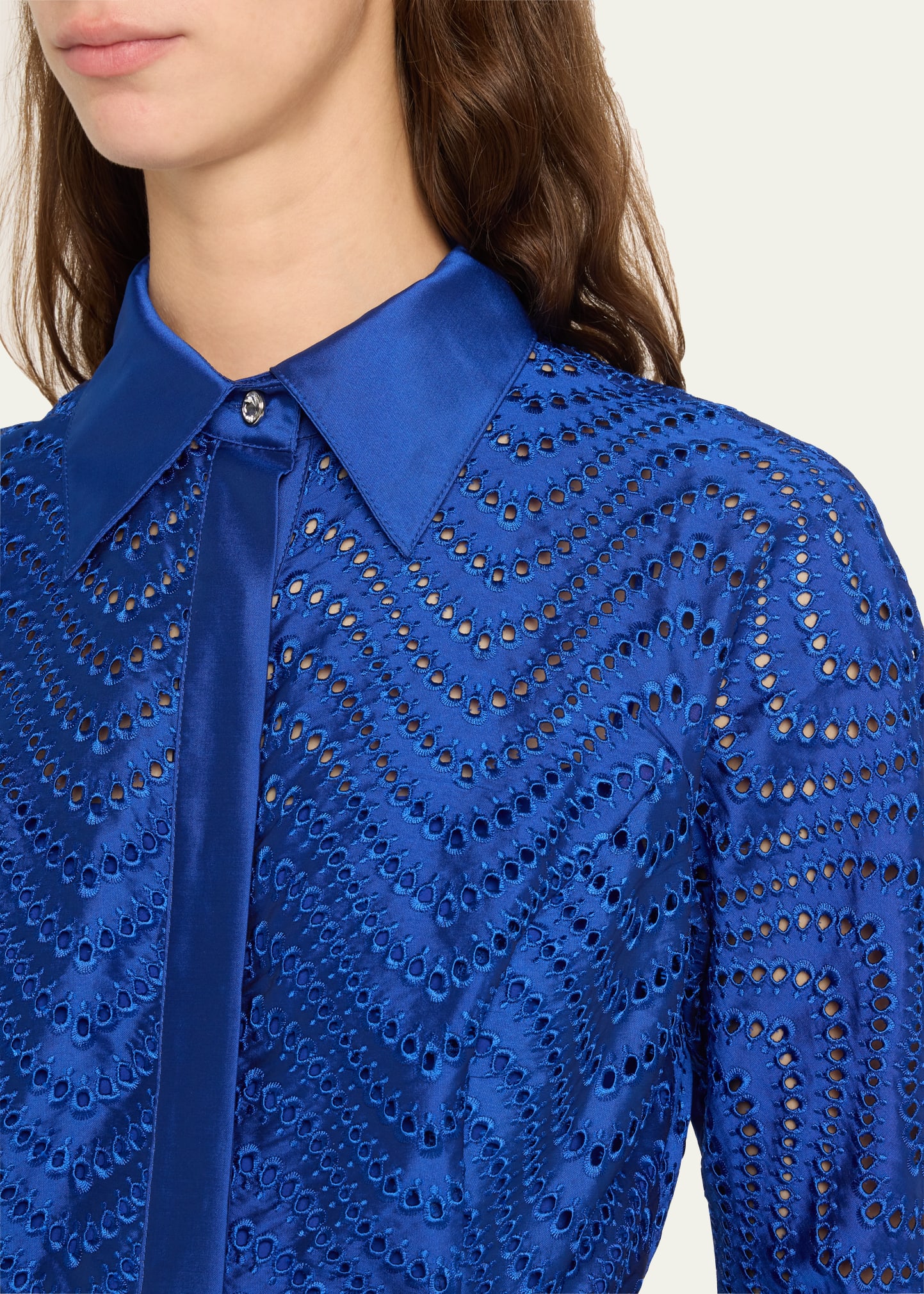 Rickie Freeman for Teri Jon Zig-Zag Eyelet Shirtdress