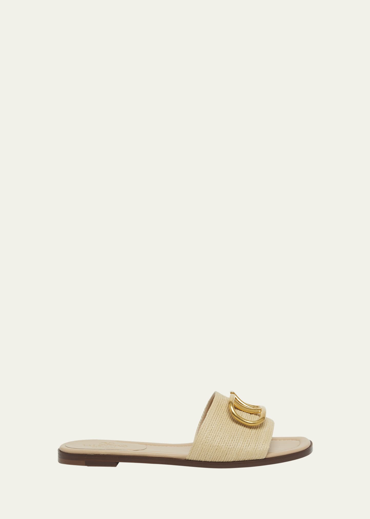 Valentino Garavani Vlogo Medallion Raffia Slide Sandals International ...