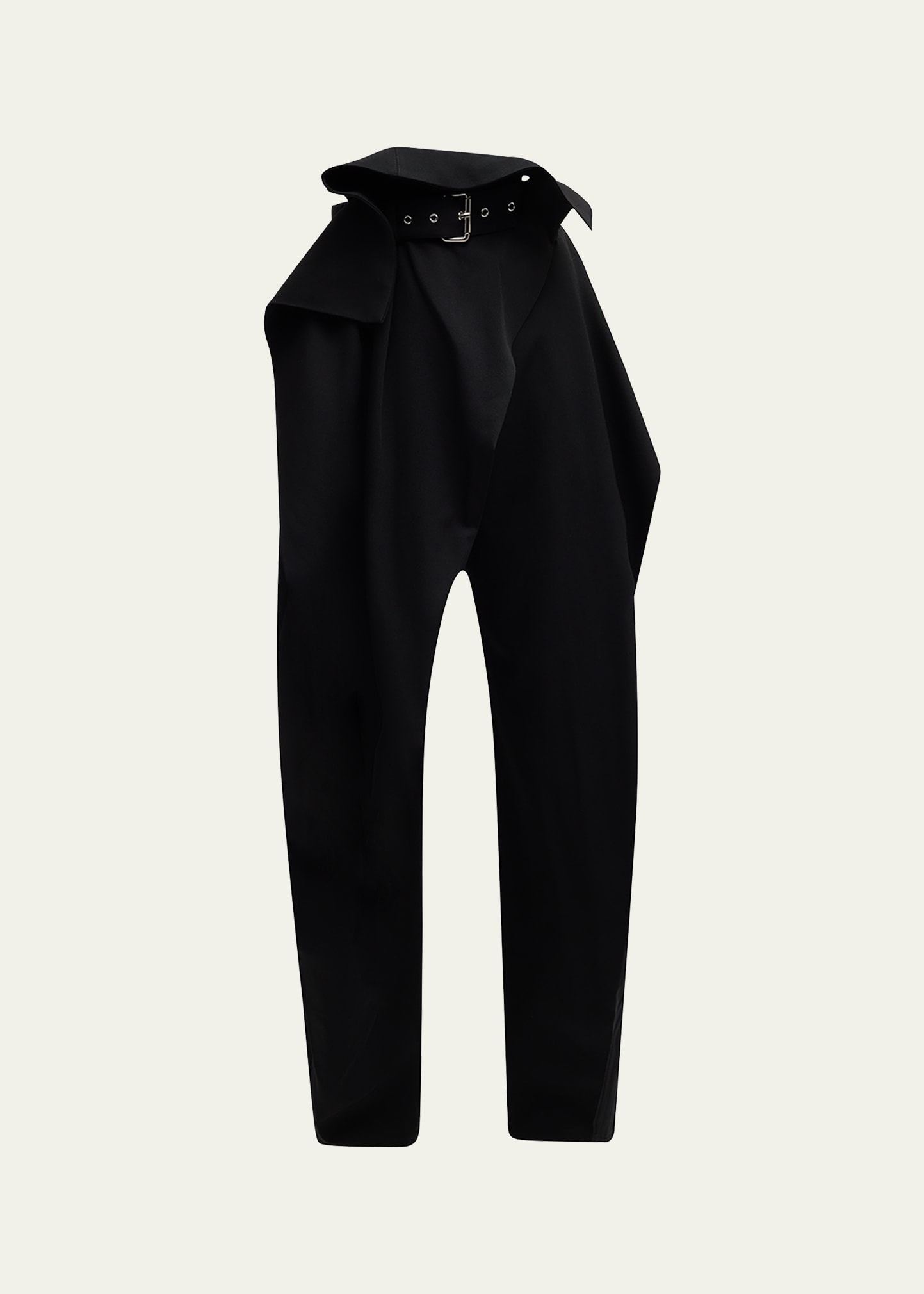 JW Anderson Wool Gabardine Fold Over Belted Trousers Bergdorf Goodman