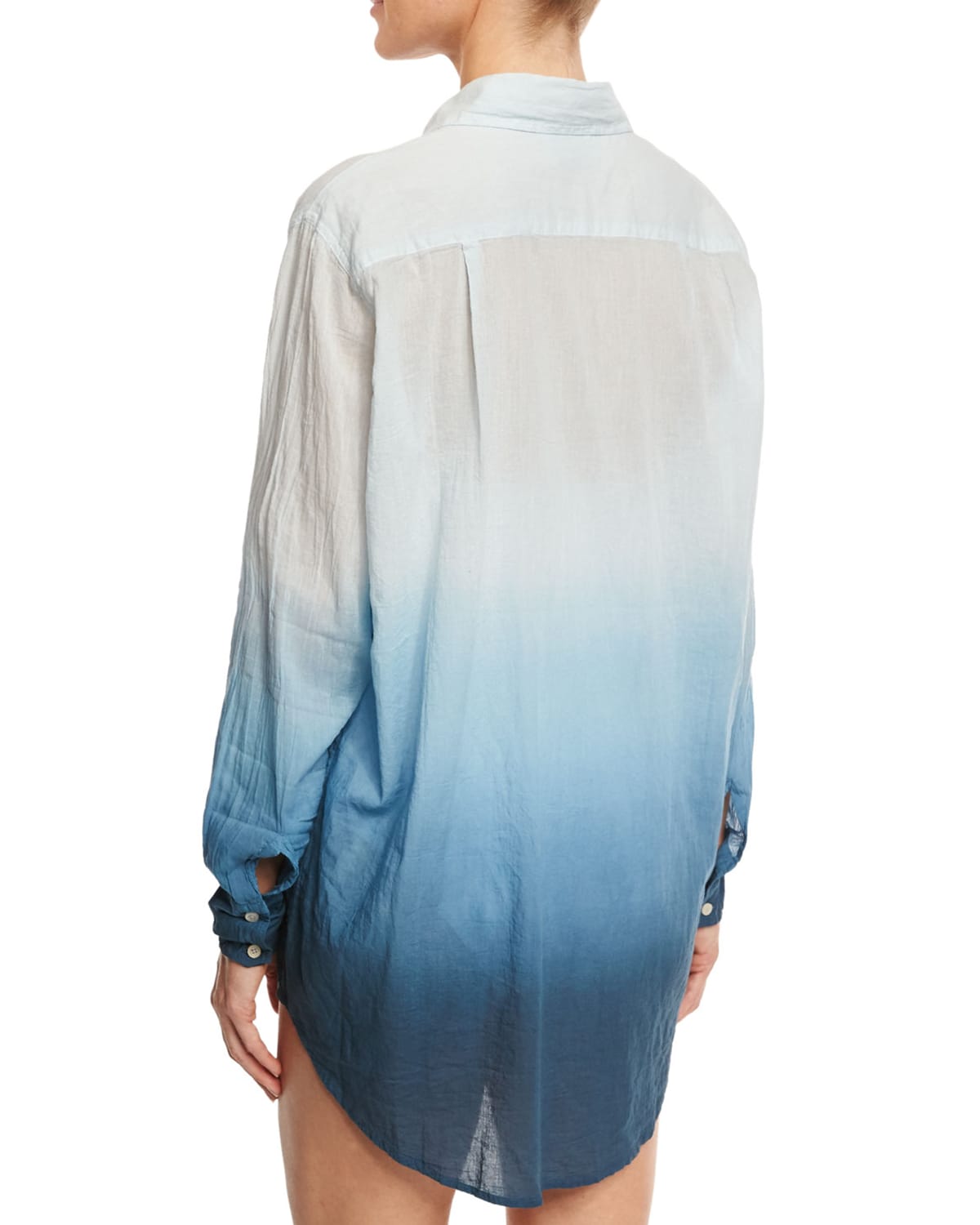Letarte Midnight Waves Ombre Button-Down Coverup