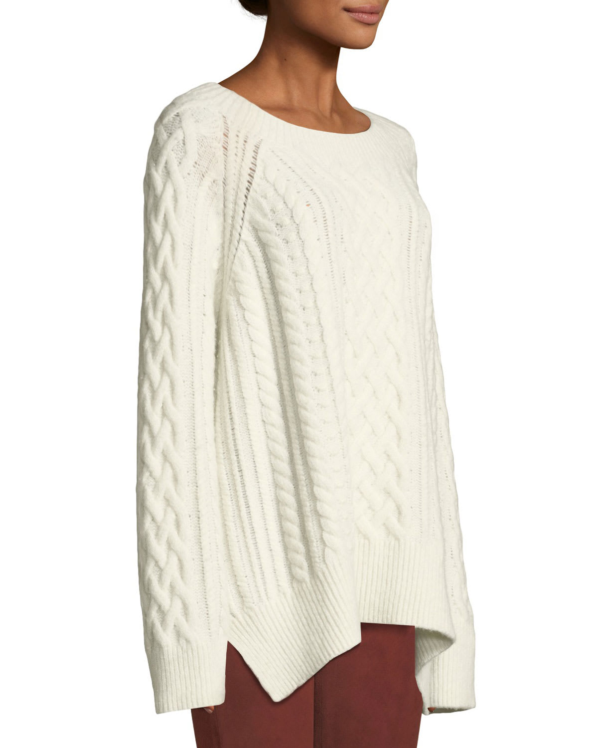 Vince Cable-Knit Wool-Blend Tunic Sweater