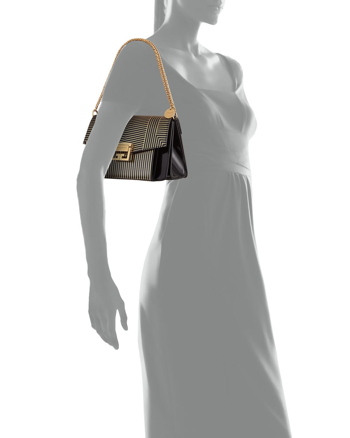 Givenchy GV3 Small Striped Leather Satchel Bag