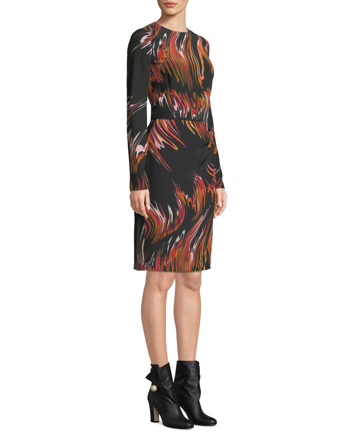 Givenchy Long-Sleeve Marble Sheath Dress