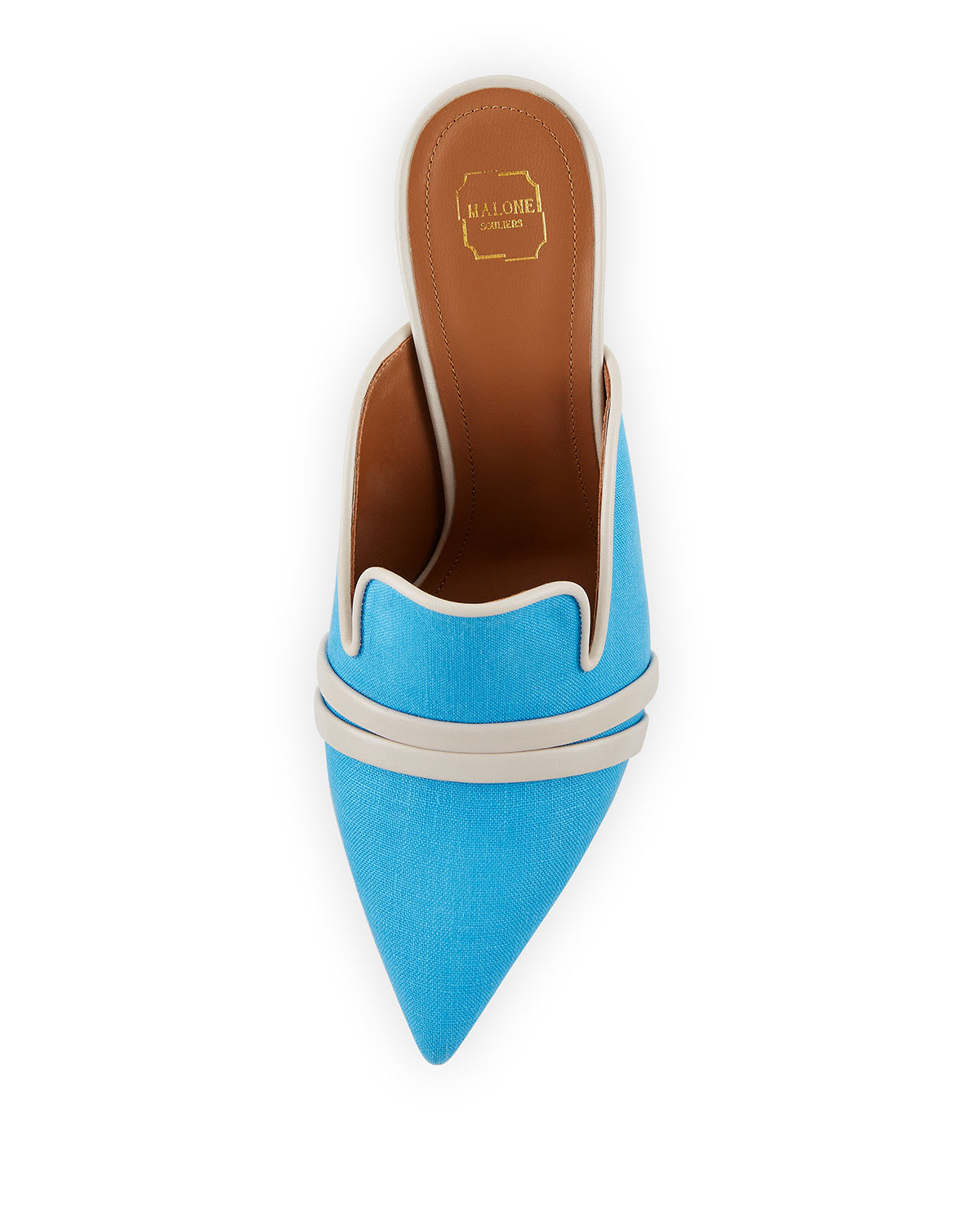 Malone Souliers Haley Linen & Leather Mules, Blue