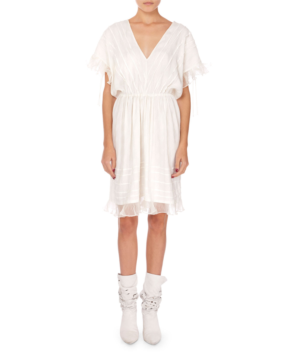 Isabel Marant Short-Sleeve Ruffled-Bottom Dress
