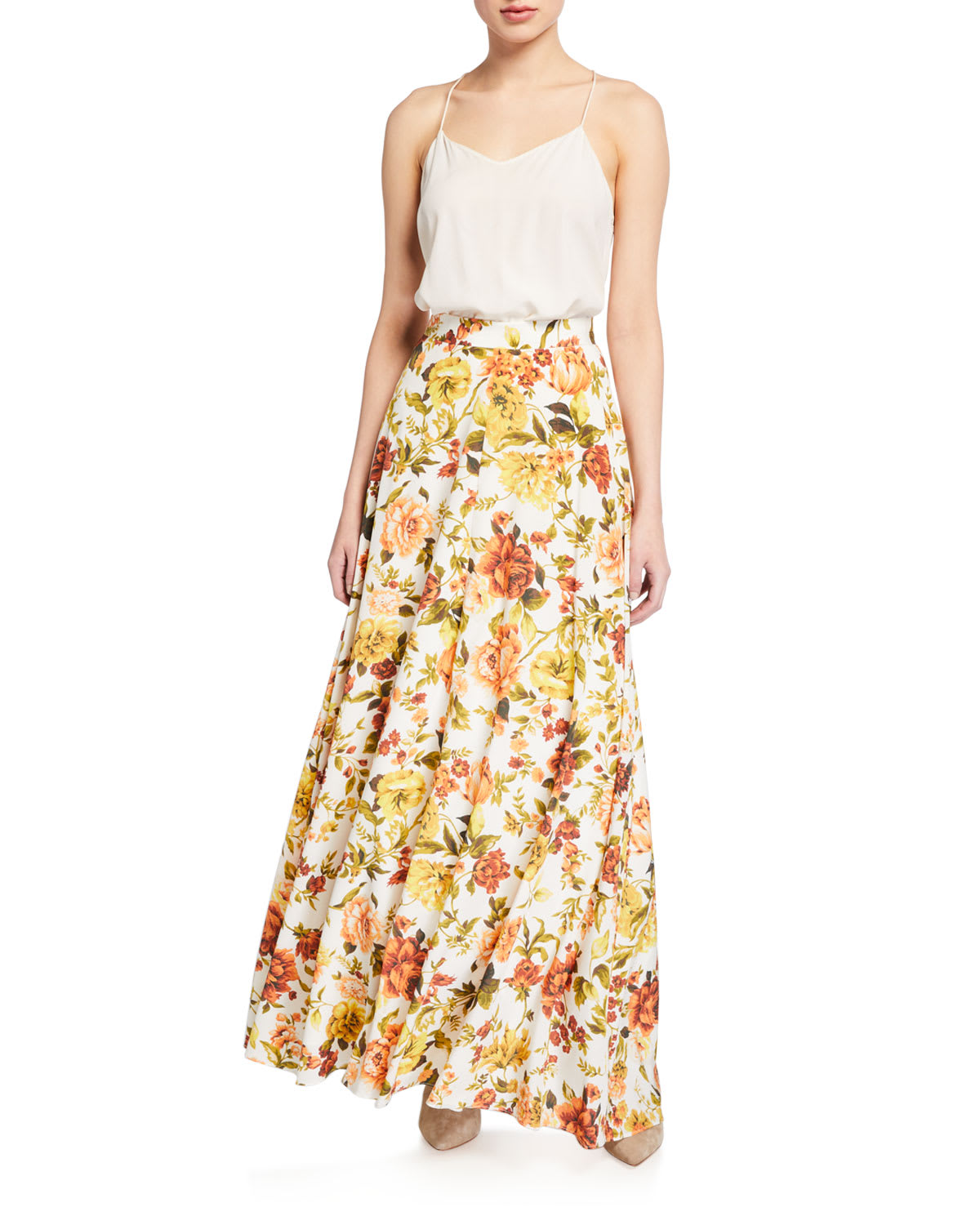 Zimmermann Zippy Basque Floral-Print Skirt