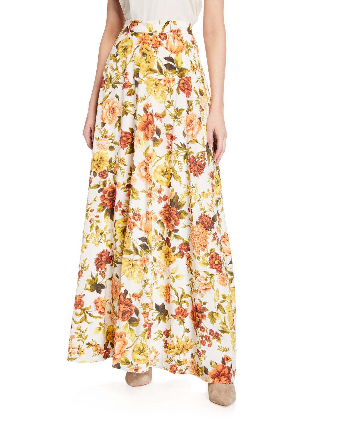 Zimmermann Zippy Basque Floral-Print Skirt