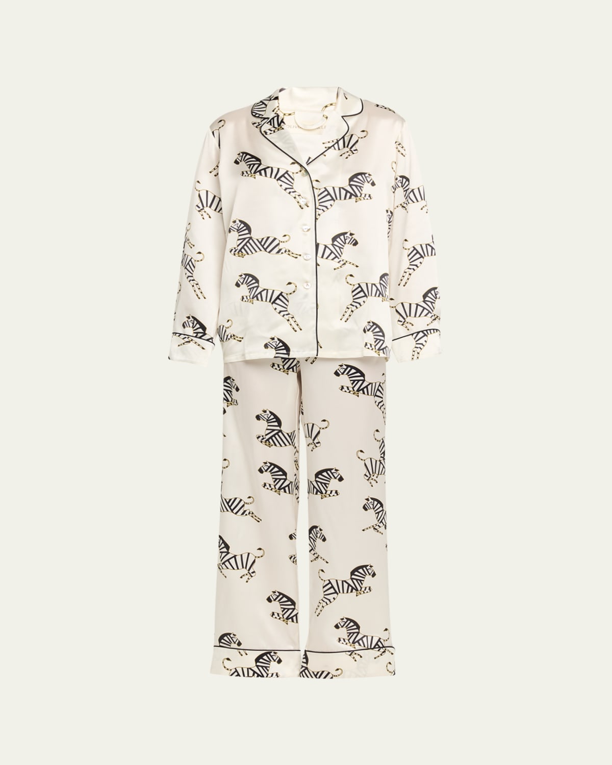 Olivia von Halle Lila Floral-Print Silk Satin Pajama Set - Bergdorf Goodman