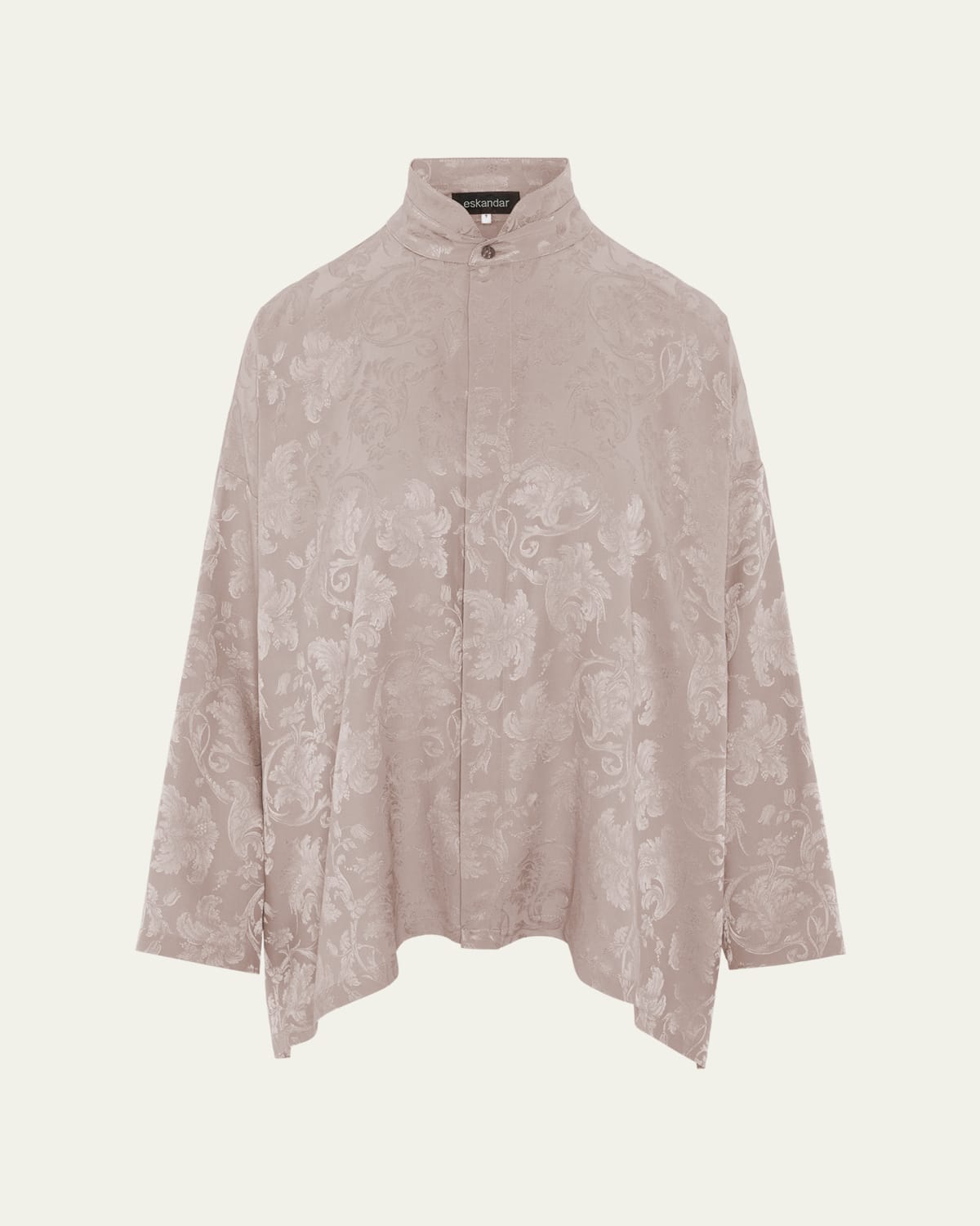 Eskandar Wide Longer Back Double Stand Collar Shirt - Mid Plus Length ...