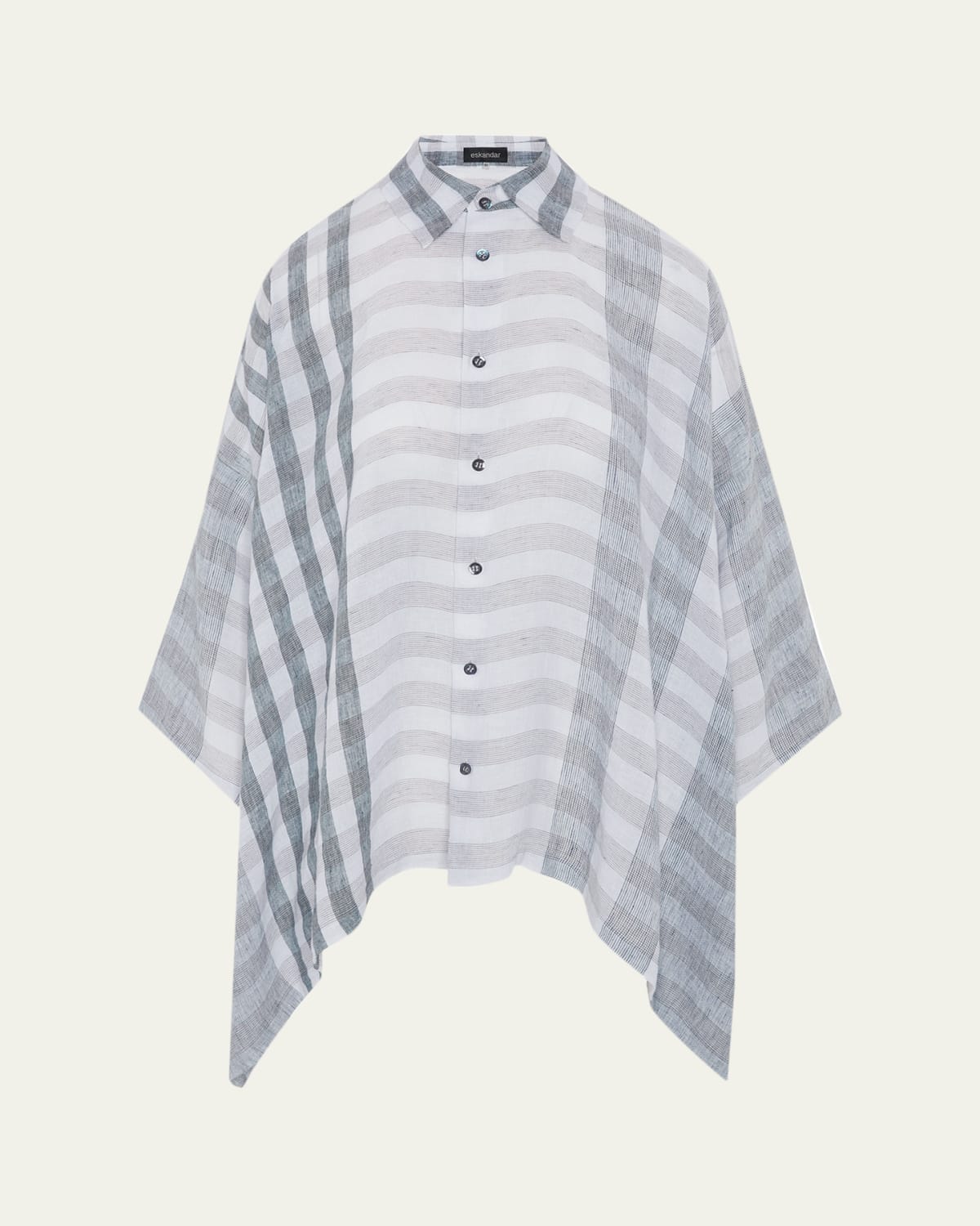 Eskandar Wide Longer Back Double Stand Collar Shirt - Mid Plus Length ...