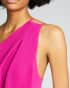 Halston One-Shoulder Crepe Gown w/ Drape Overlay