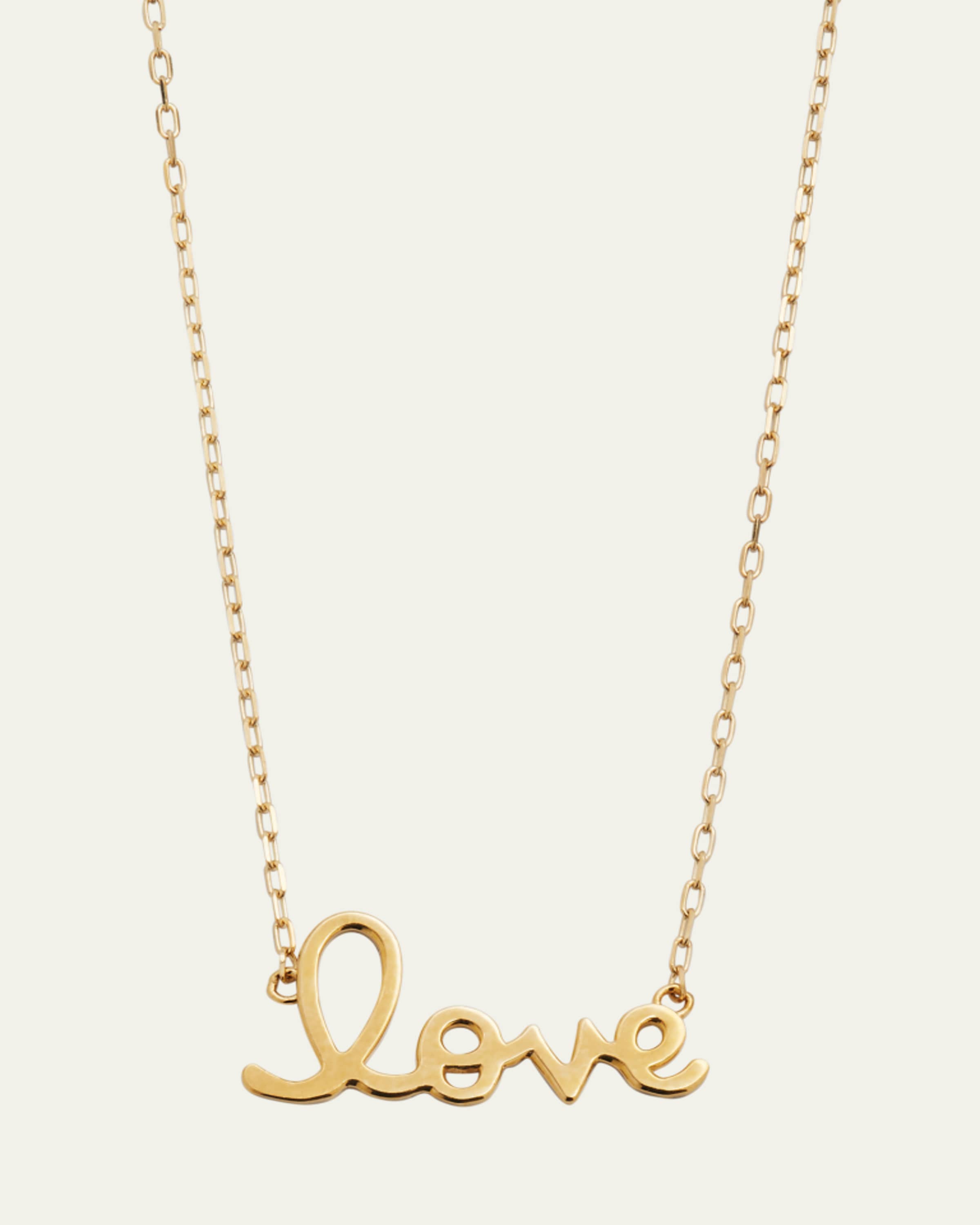 Sydney Evan Pure Gold Big Love Script Necklace - Bergdorf Goodman