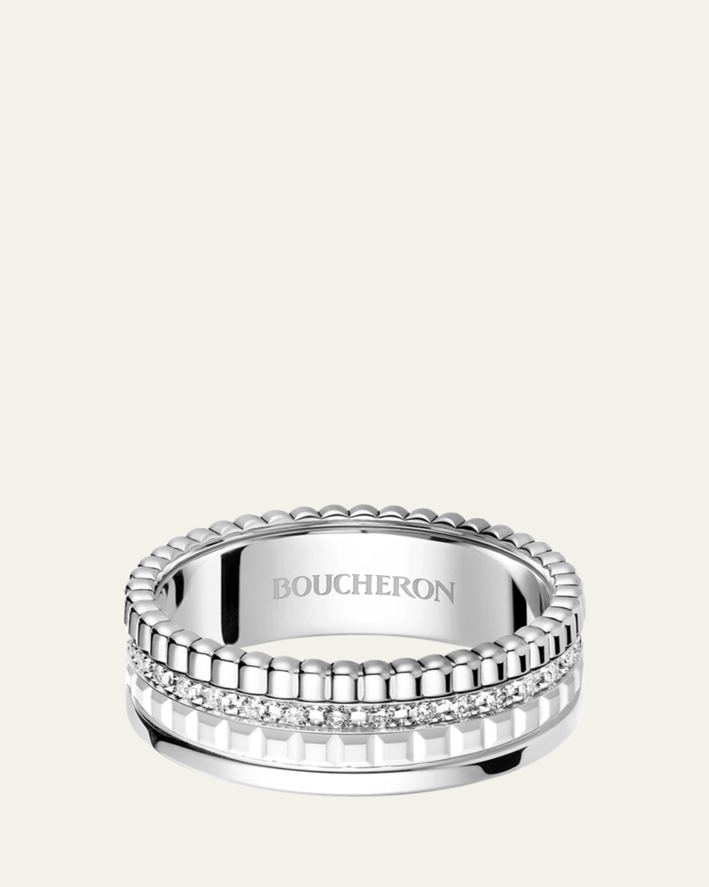 Boucheron 18K White Gold Quatre Double White Edition Small Ring ...