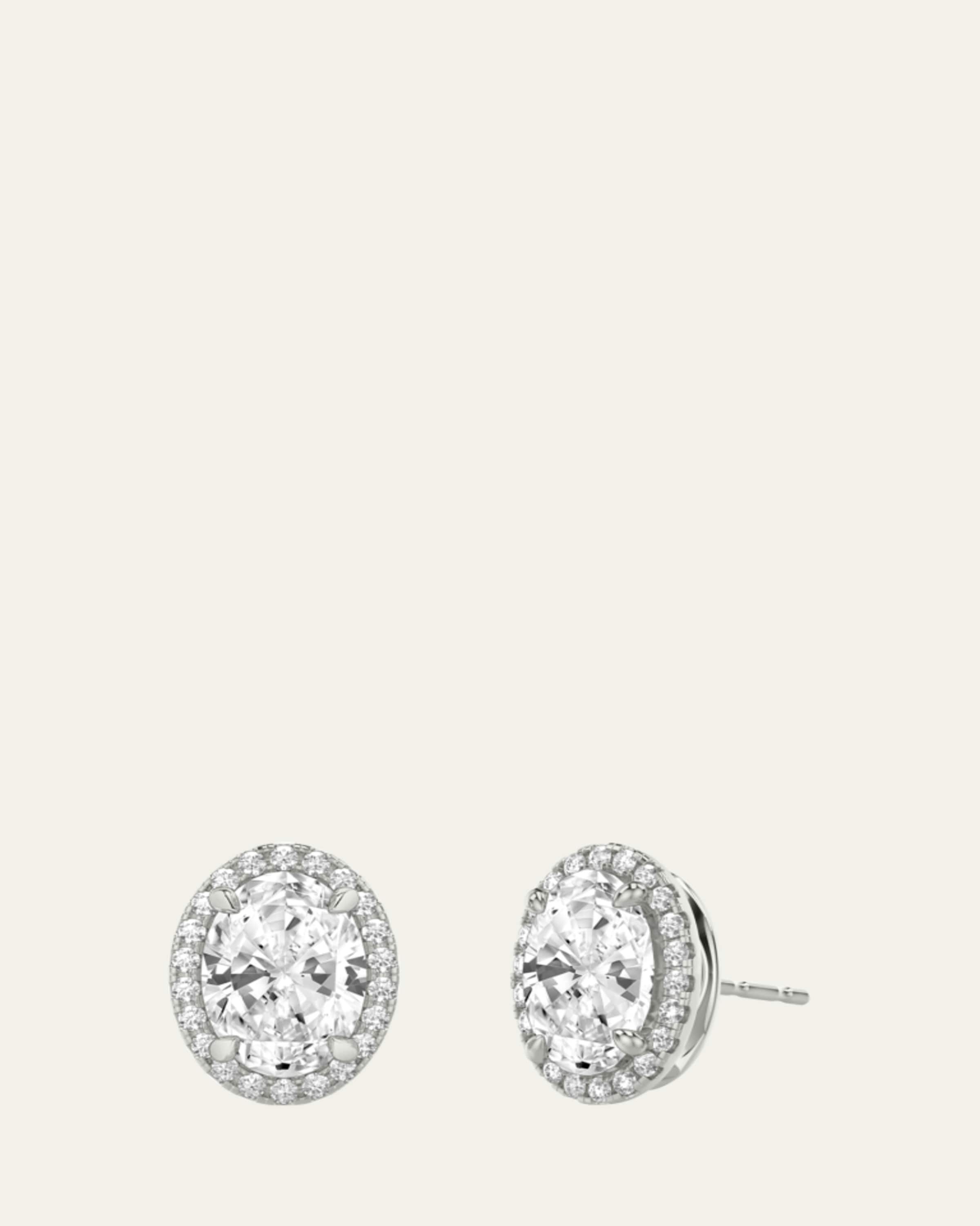 VRAI 14K White Gold Brilliant Round Halo Lab Grown Diamond Stud ...
