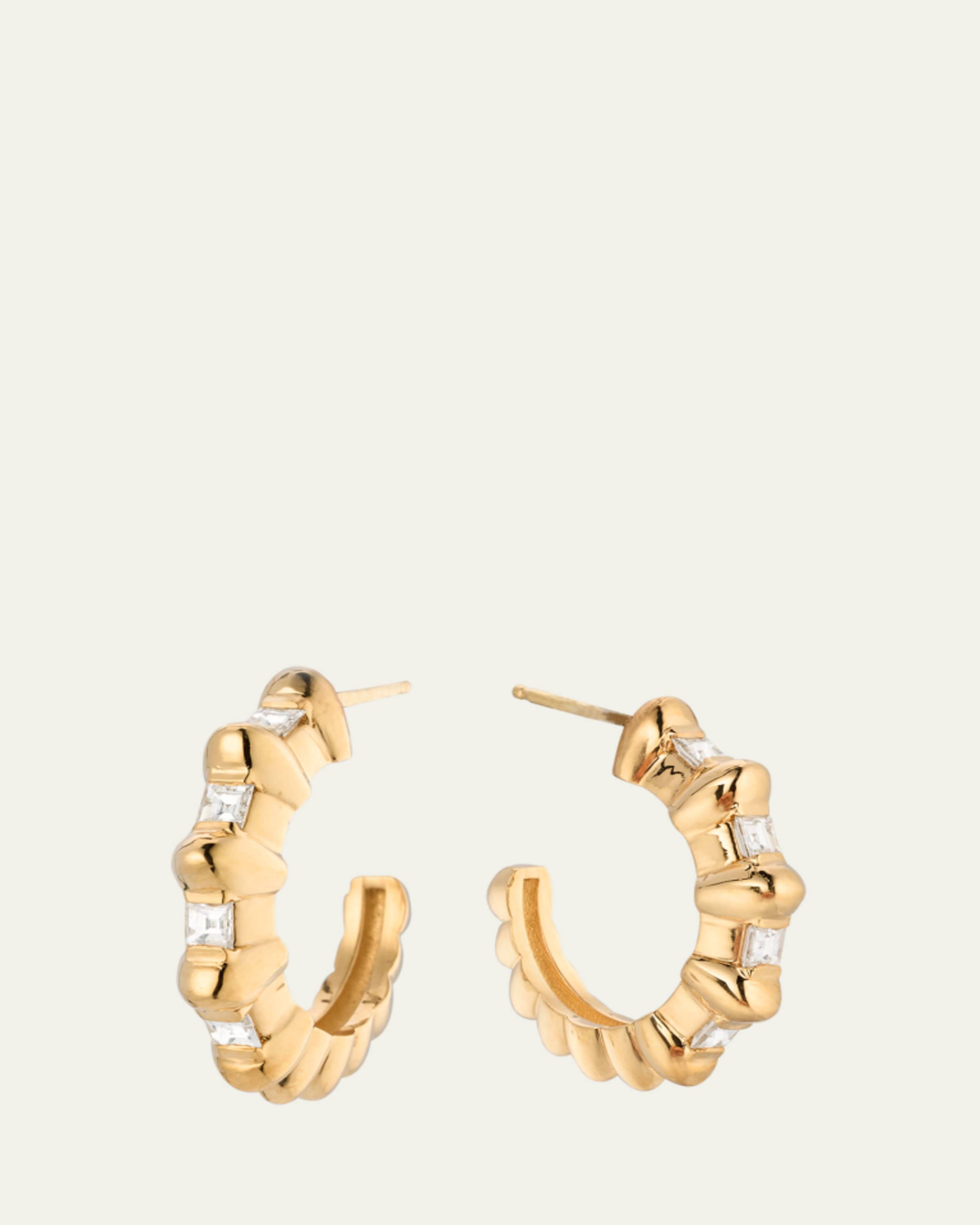 Lizzie Mandler Fine Jewelry Crescent Hoop Earring with Diamond Pear ...
