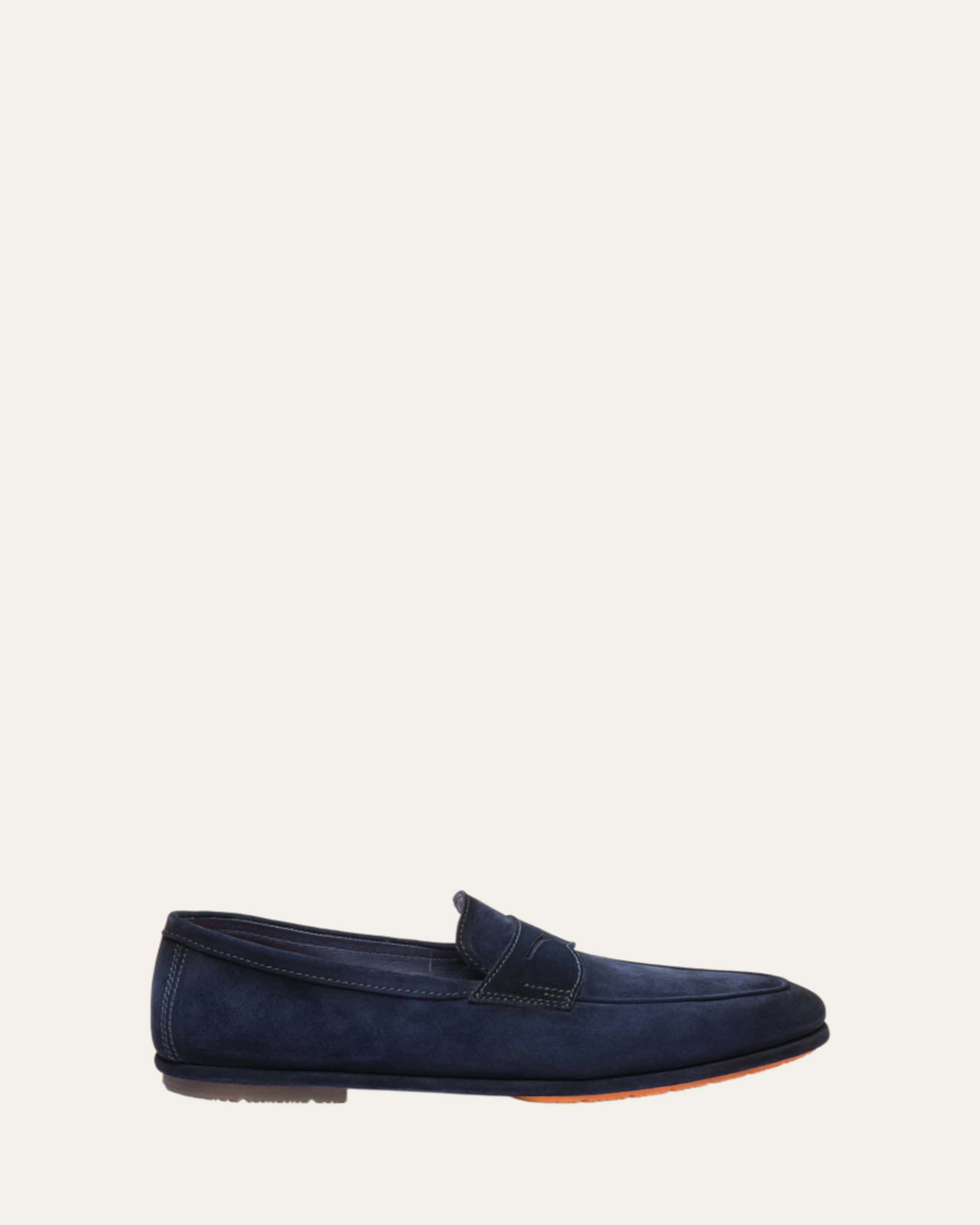 Santoni Men's Carlo Burnished Suede Driving Shoes - Bergdorf Goodman