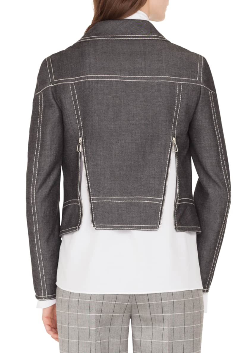 Akris Aaron Short Zip Front Cotton Denim Jacket and Matching Items ...