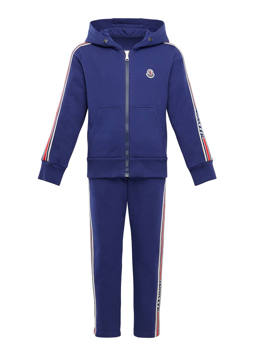Moncler Boy's Molleton Two-Piece Jogging Set w/ Logo Taping, Size 4-6 ...