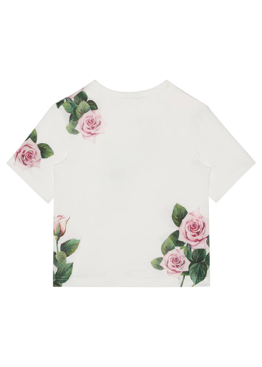 Dolce&Gabbana Girl's Scattered Rose DG Graphic Tee, Size 4-6 and ...