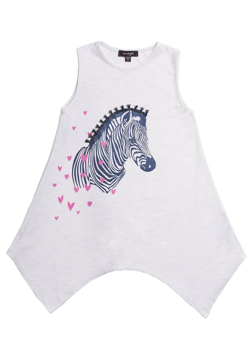 Imoga Girl's Zebra Hearts Graphic Sleeveless Top, Size 7-10 and ...