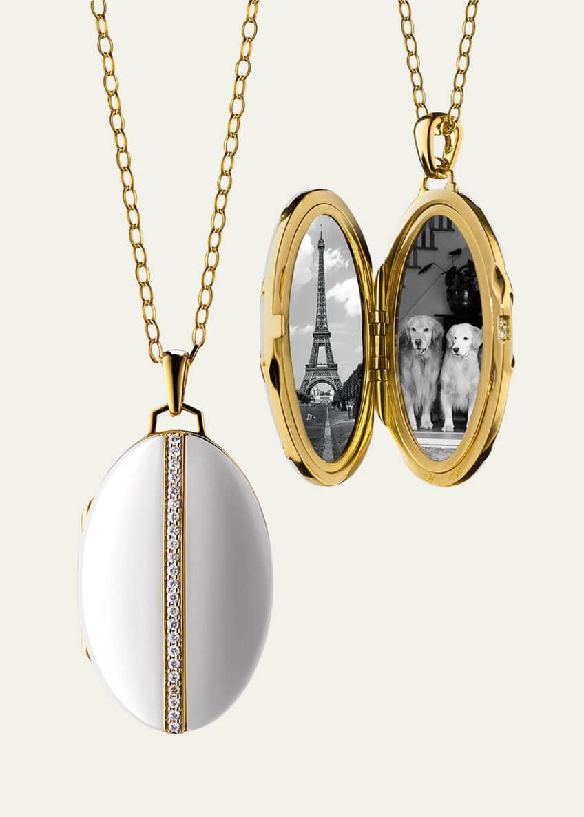 Monica Rich Kosann Oval White Ceramic Locket - Bergdorf Goodman