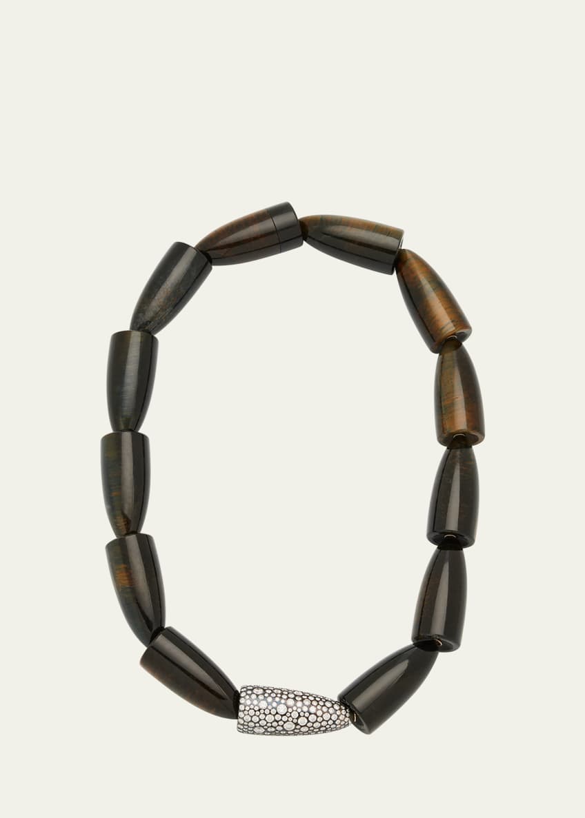 Vhernier Calla Necklace in 18k White Gold, Hawks Eye, and Diamonds ...