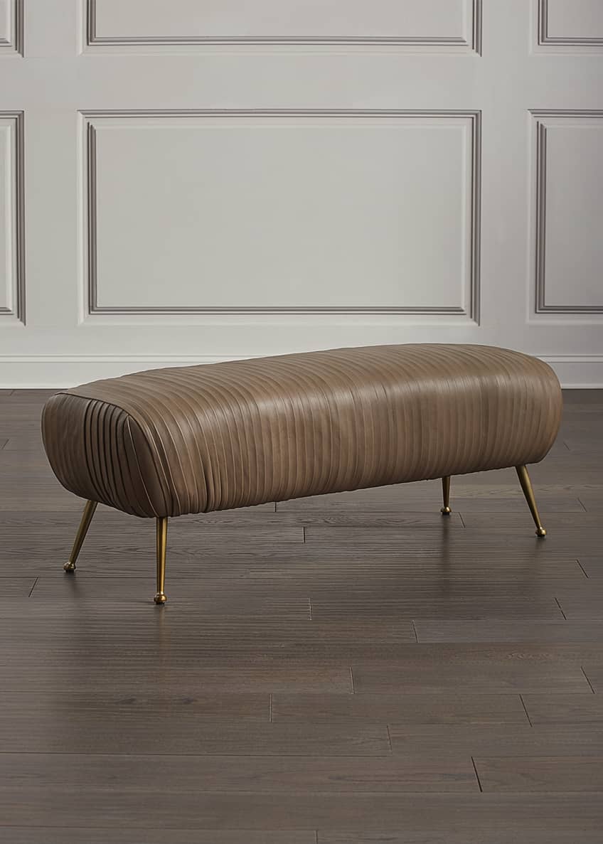 Interlude Home Thatcher Leather Bench - Bergdorf Goodman