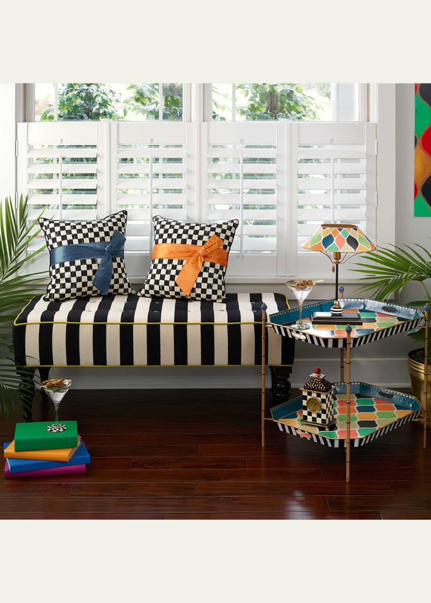 MacKenzie-Childs Chenille Black Stripe Marquee Bench - Bergdorf Goodman