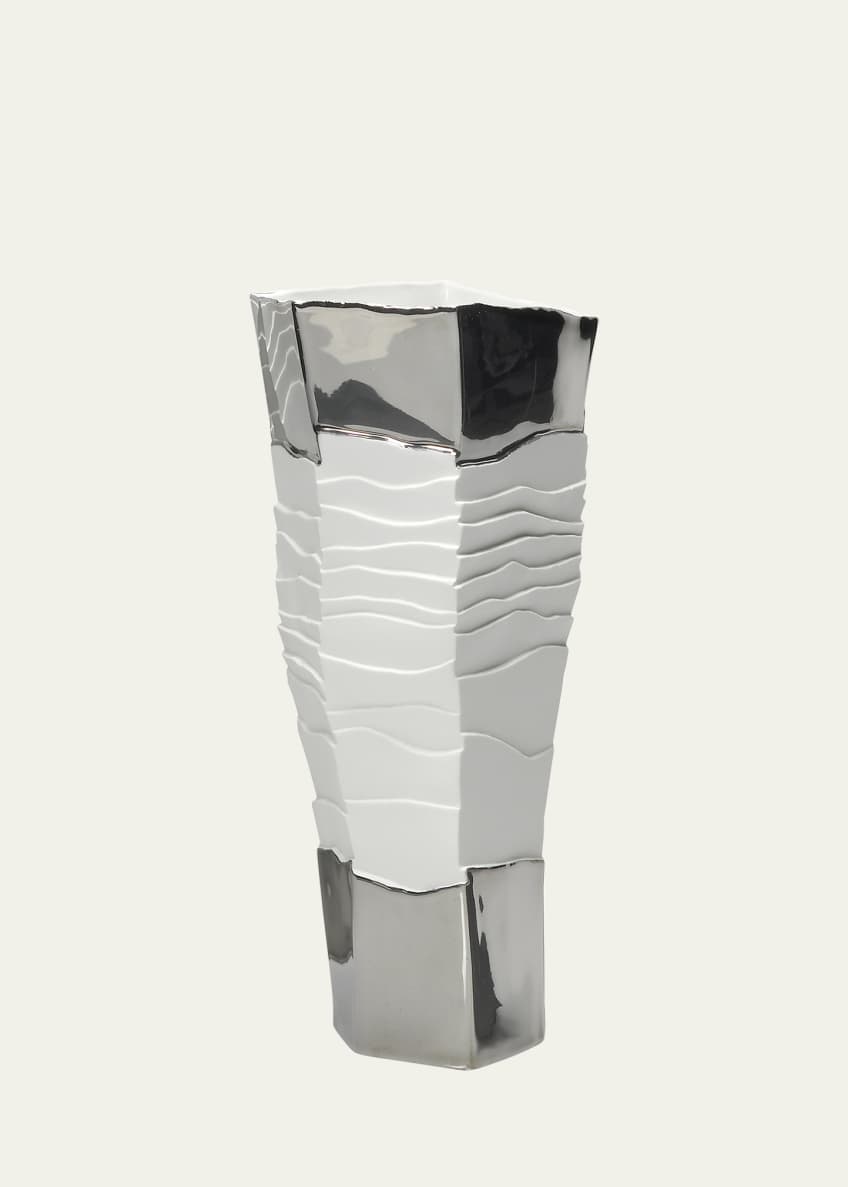 FOS Ceramiche Erosum Porcelain Platinum Vase - 14" - Bergdorf Goodman