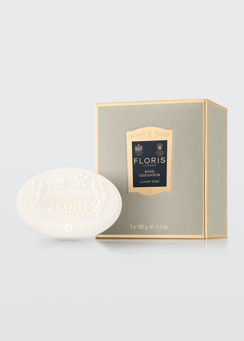 Floris London Rose Geranium Luxury Soap, 3 x 3.5 oz. - Bergdorf Goodman