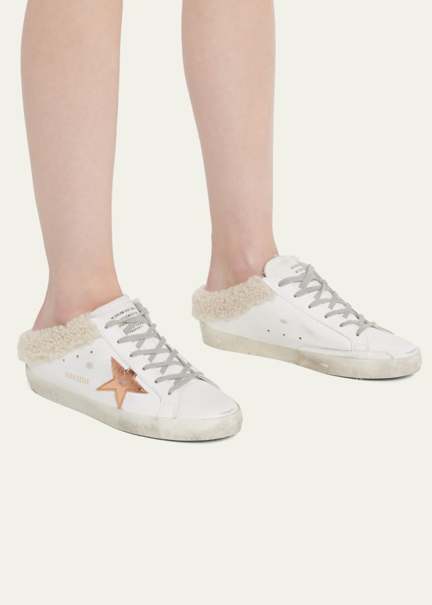 Golden Goose Superstar Sabot Leather Shearling Sneakers - Bergdorf Goodman