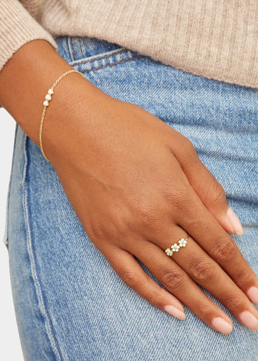 Jennifer Meyer Diamond 3-Flower Ring with Turquoise Center - Bergdorf ...