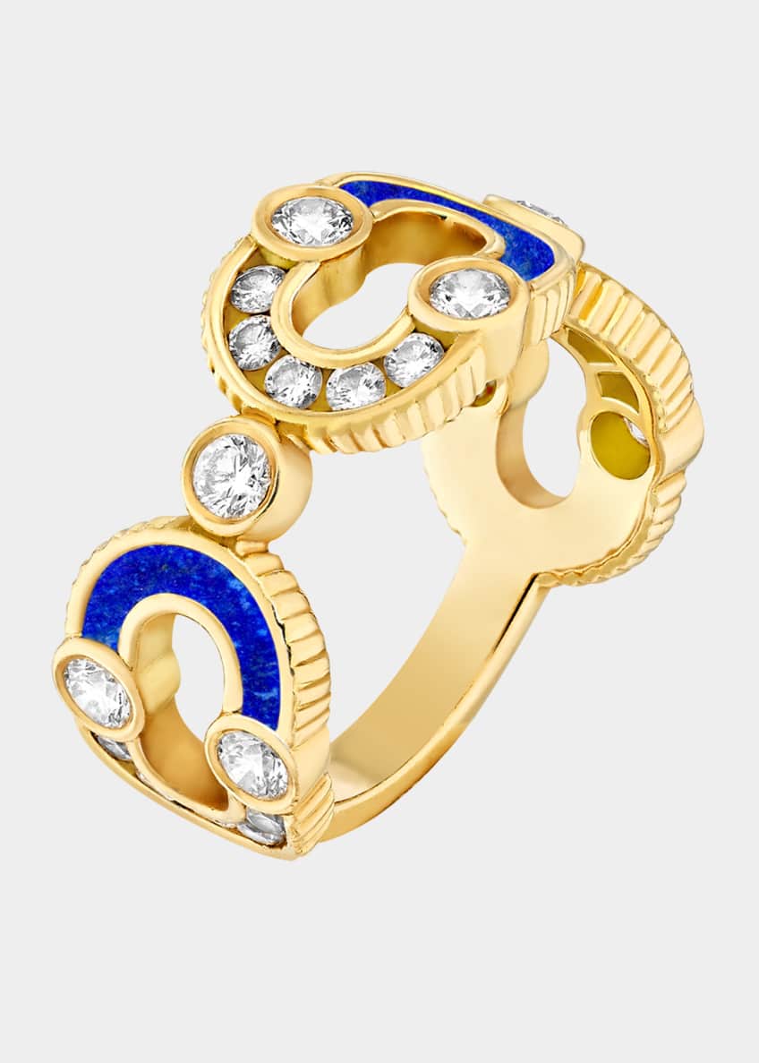 Viltier Magnetic Enchainee Semi Lapis Lazuli Ring in 18K Yellow Gold and Diamonds - Bergdorf Goodman