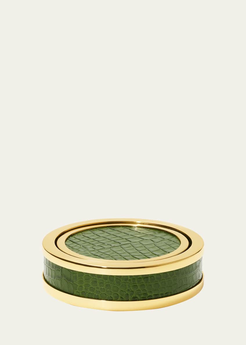 AERIN Classic Croc Leather Coasters, Set of 4 - Bergdorf Goodman