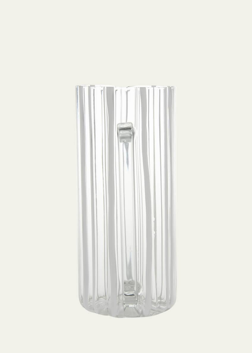 Tuttoattaccato Ribbed Tall Straight Glass Pitcher, White - Bergdorf Goodman